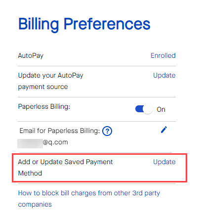 Manage saved payment methods | Brightspeed